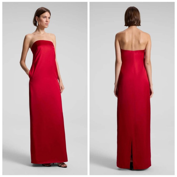 A.L.C. | Dresses | Alc Ani Strapless Gown Womens 2 Red Heavy Satin ...